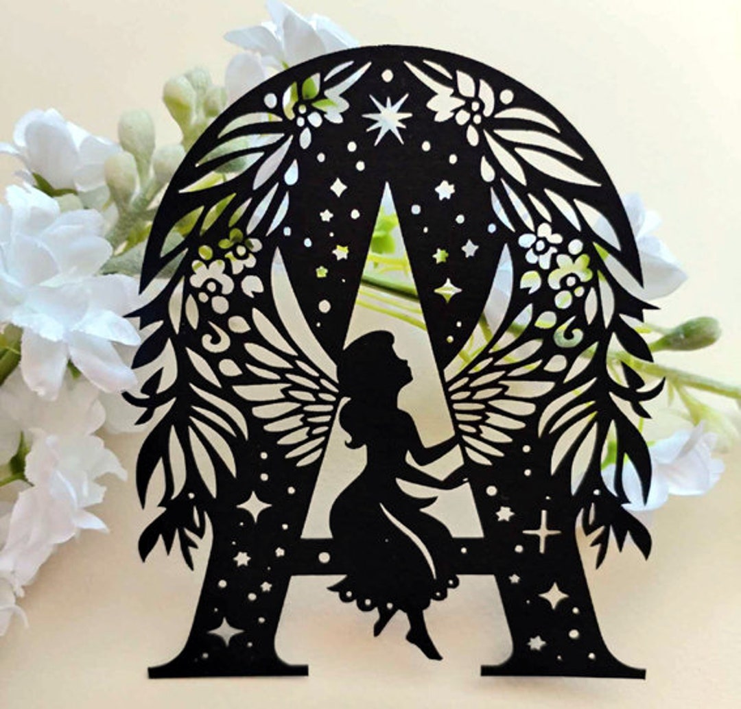 Monogram Miniature Letters - Angel Letter A SVG, Monogram, Wedding ...