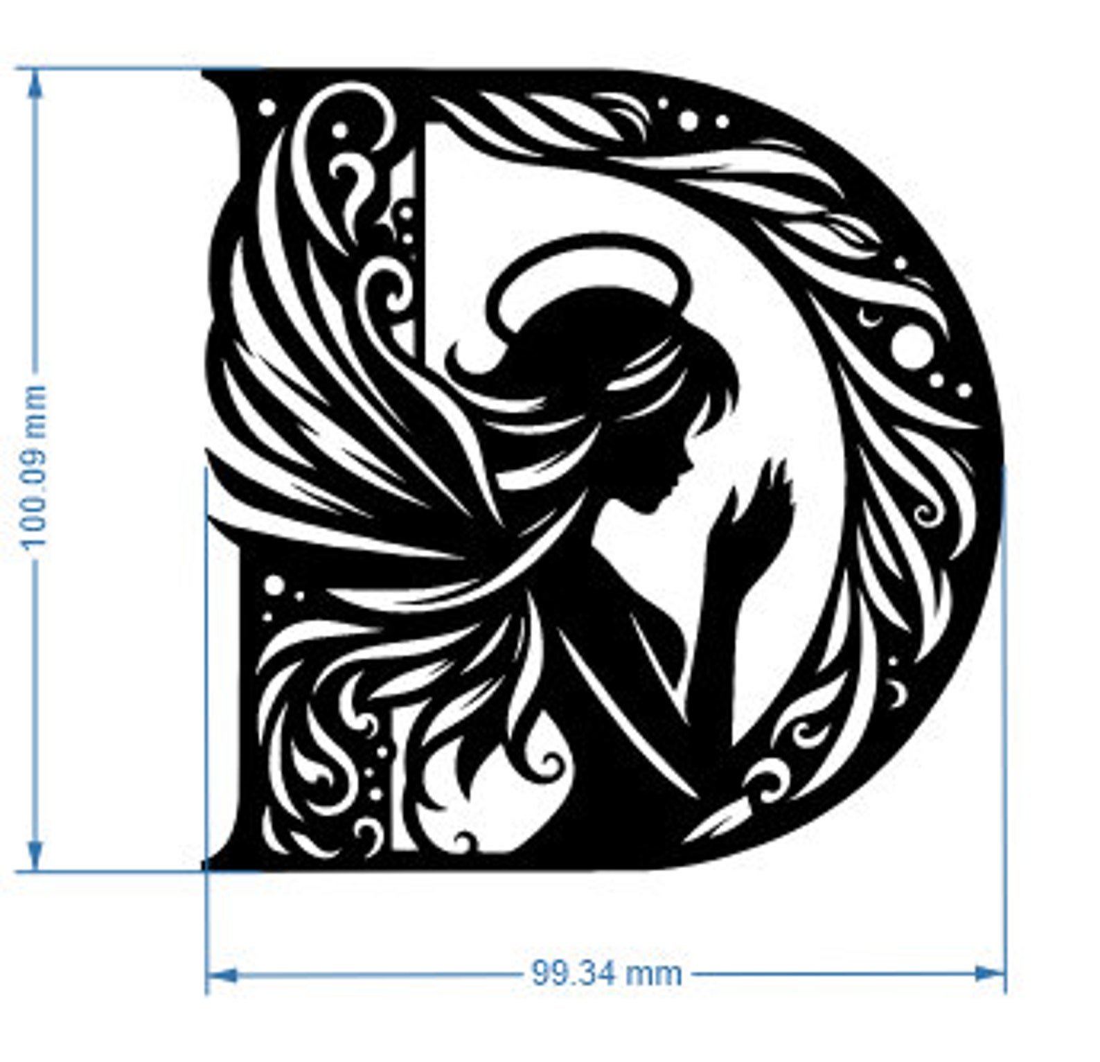 Monogram Miniature Letters - Angel Letter D SVG, Monogram, Wedding ...