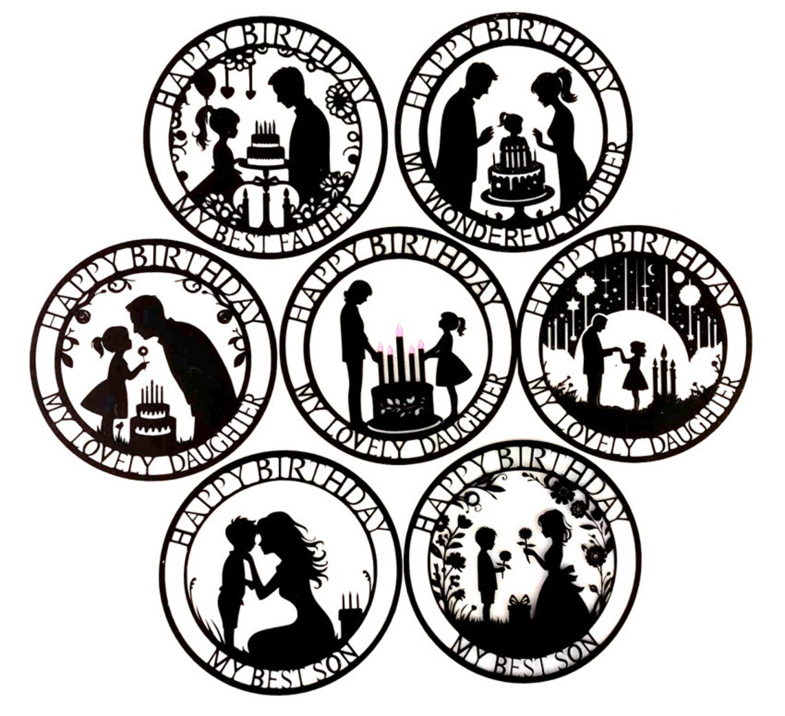 Happy Birthday My Family Bundle - 1 Digital Cut Files SVG TEMPLATE ...