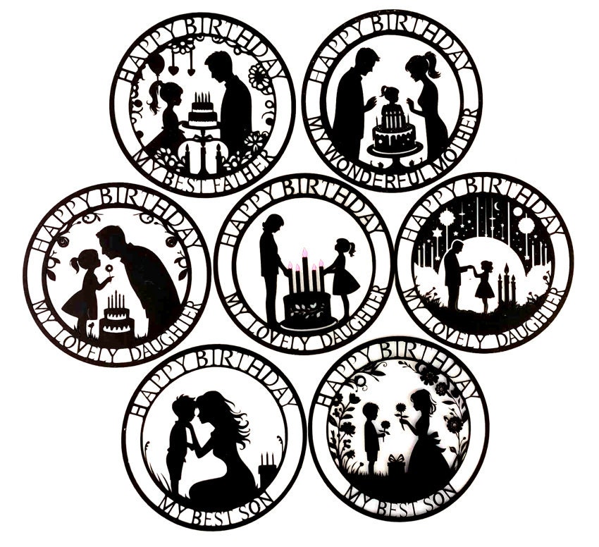 Happy Birthday My Family Bundle - 1 Digital Cut Files SVG TEMPLATE ...