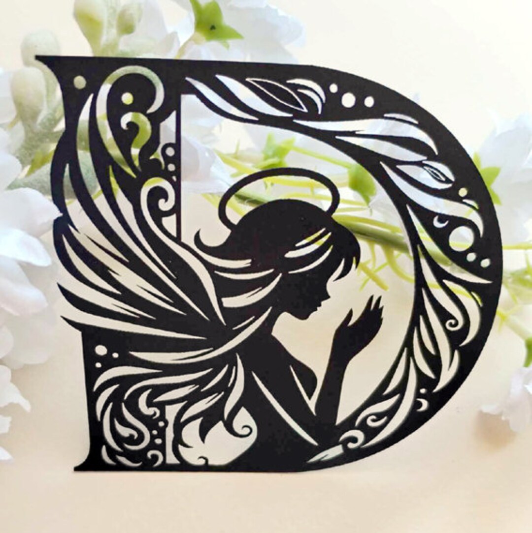 Monogram Miniature Letters - Angel Letter D SVG, Monogram, Wedding ...