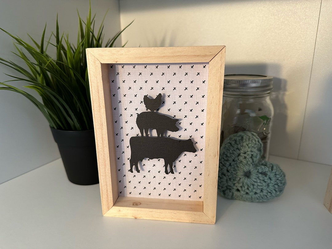 Stacked Farm Animals chicken, Pig, Cow Shadow Box Farmhouse Decor ...