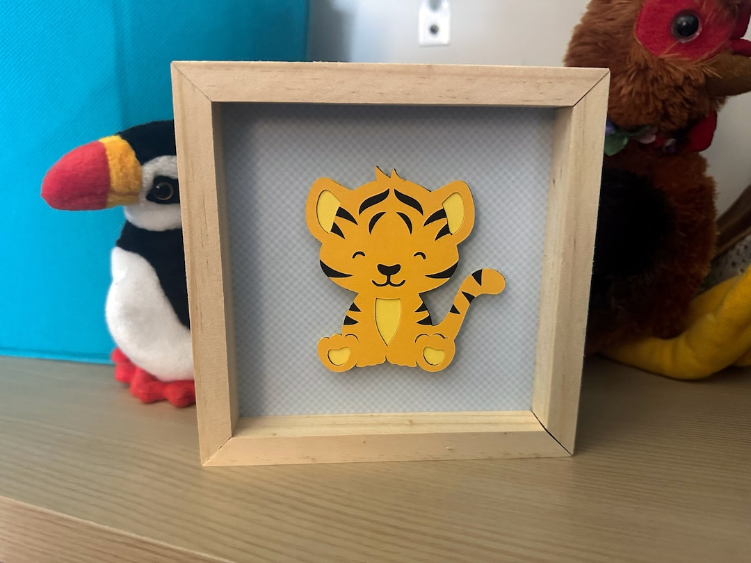 Baby Tiger Shadow Box Home Decor With Upcycled Pallet Wood Frame - Etsy