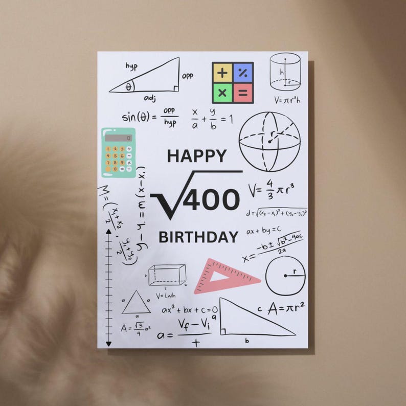 Choose Any Age - Square Root Birthday Card for Him Her 7th 8th 10th ...