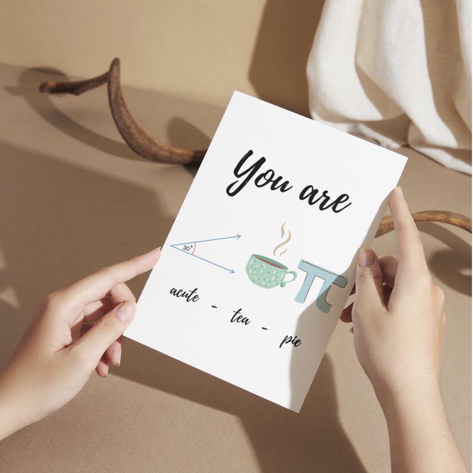 Funny Math Birthday Card, "you’re Acute-tea-pie," Printable PNG, Cute ...