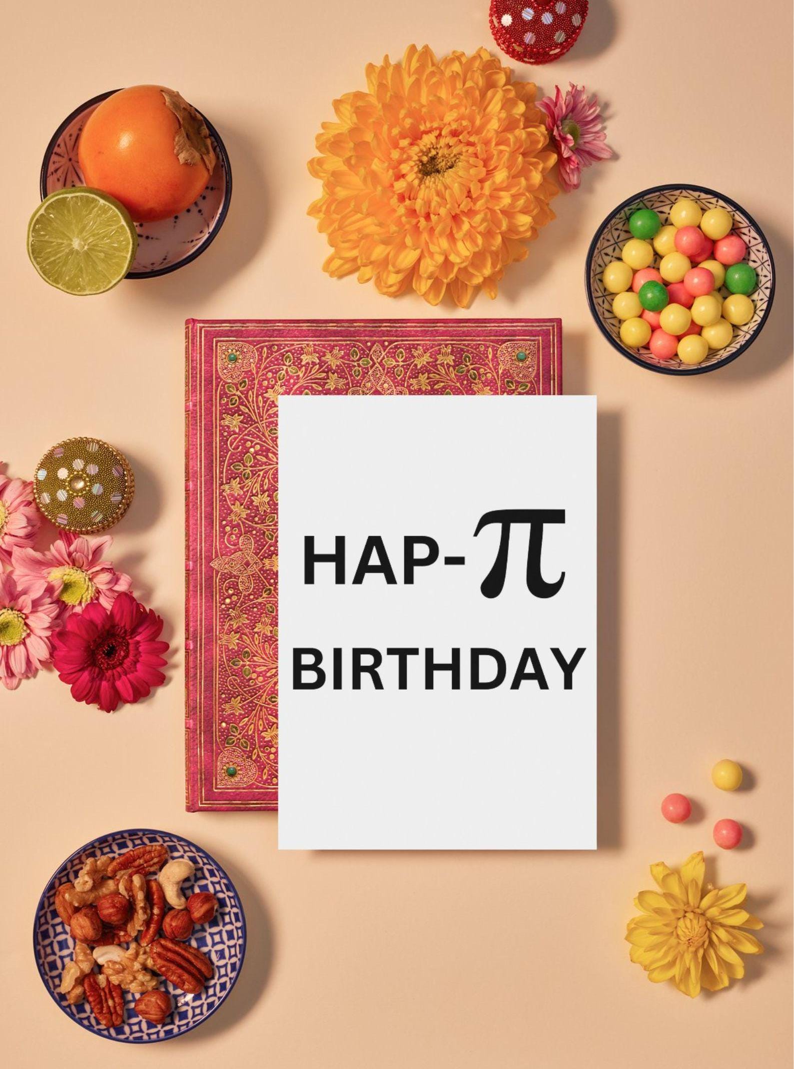 Funny "happi-pi Birthday" Card With Pi Symbol, Math Lover Birthday Card ...