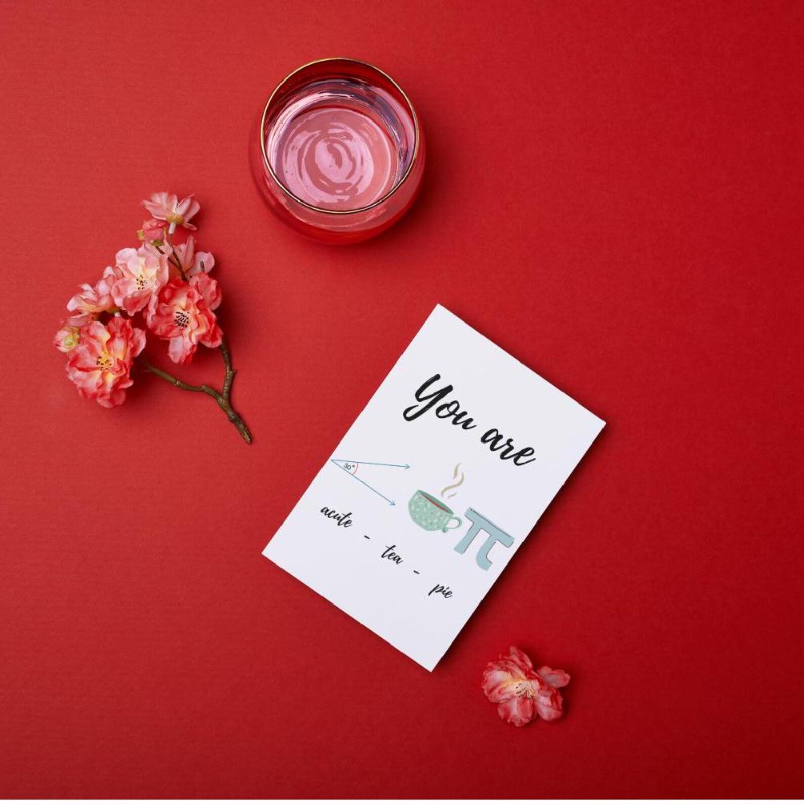 Funny Math Birthday Card, "you’re Acute-tea-pie," Printable PNG, Cute ...