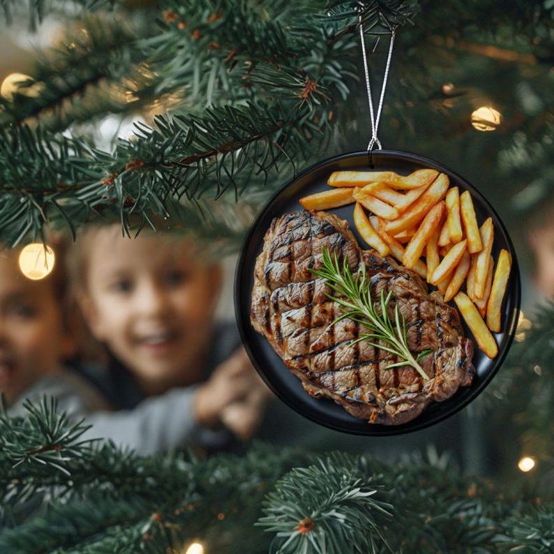 Steak Christmas Ornament, Meat Lover Gift, BBQ Steak, Grill, Gift for ...