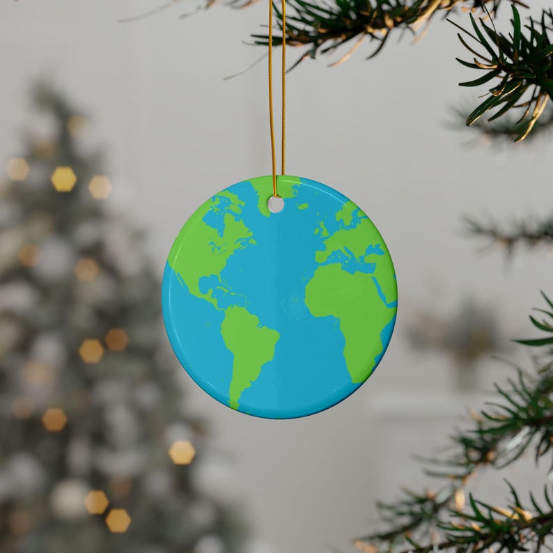World Map Christmas Ornament, Travel Themed Holiday Decor, Globe Bauble ...