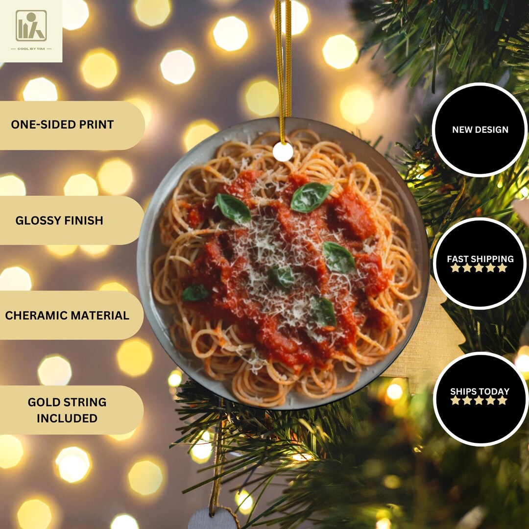 Spaghetti Christmas Ornament, Italian Food Lover Gift, Merry Christmas ...