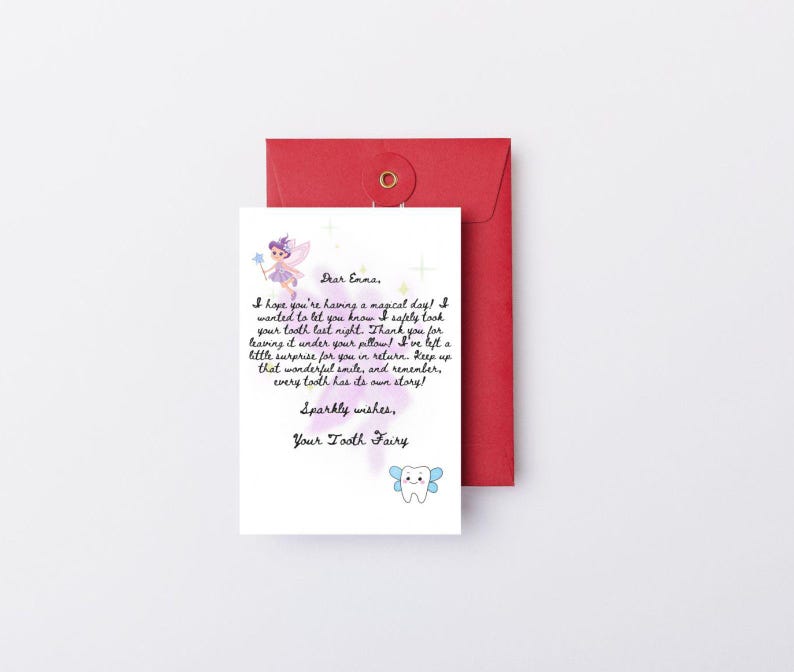 Personalized Tooth Fairy Letter for Kids | Custom Printable Keepsake ...
