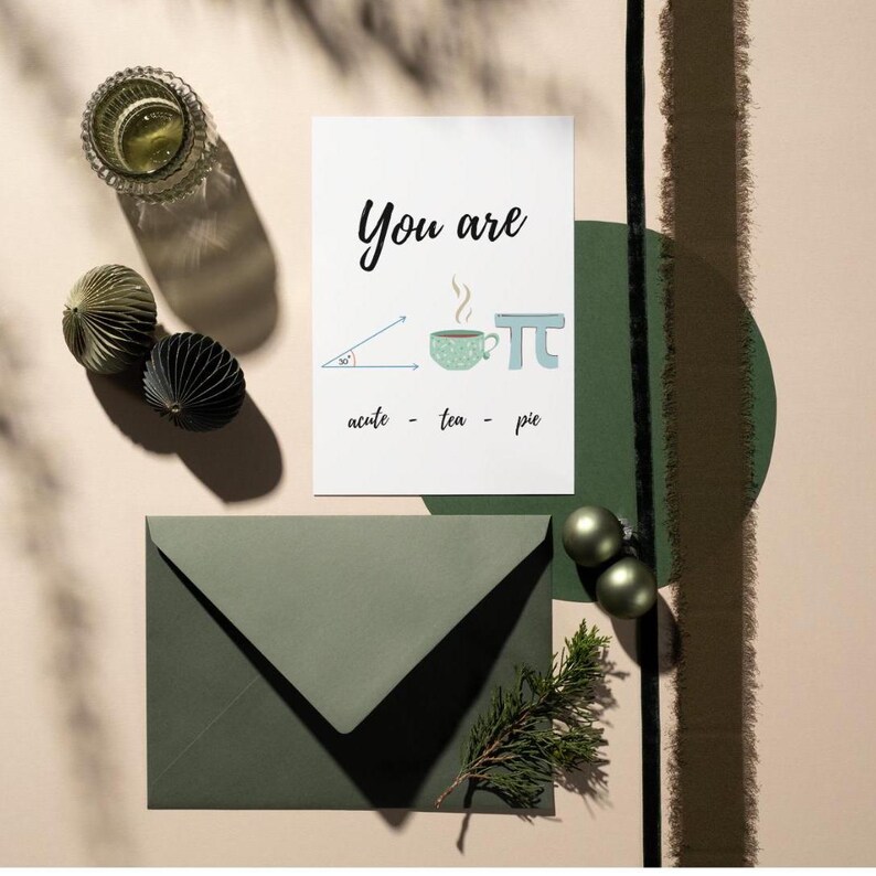 Funny Math Birthday Card, "you’re Acute-tea-pie," Printable PNG, Cute ...