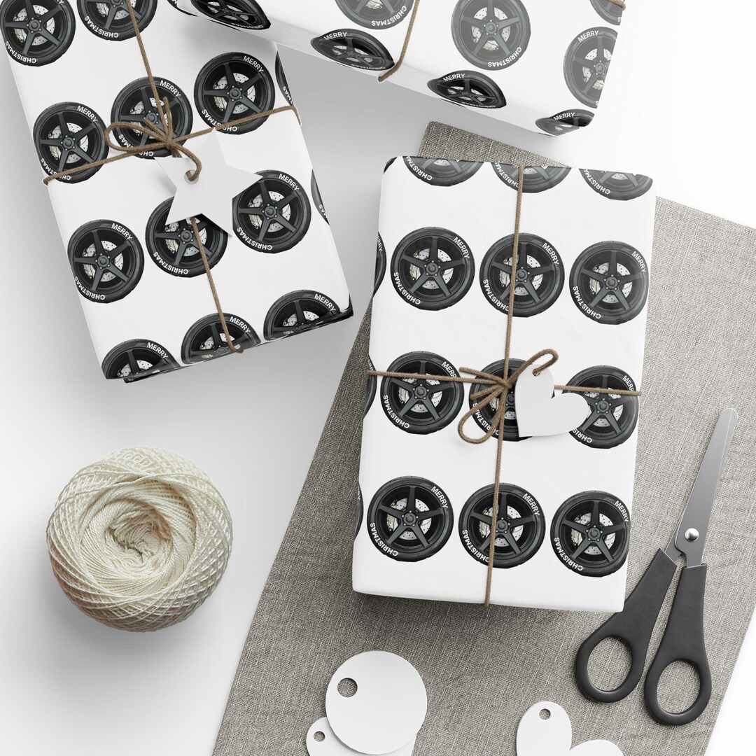 Car Tyre Christmas Wrapping Paper – Unique Holiday Gift Wrap for Car ...