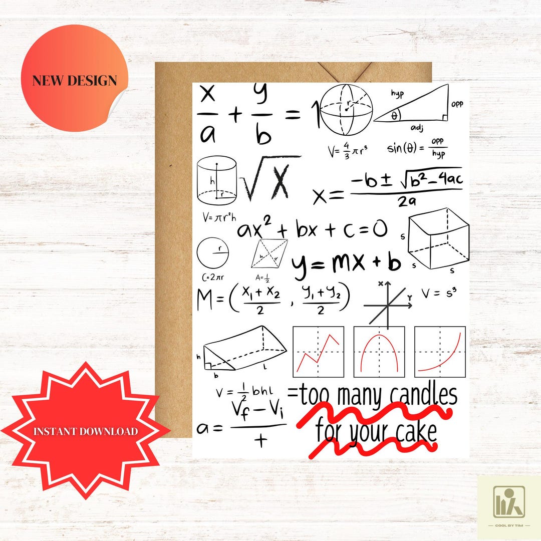 Funny Math Nerd Birthday Card, Geek Gift, Mathematical Humor, Unique ...