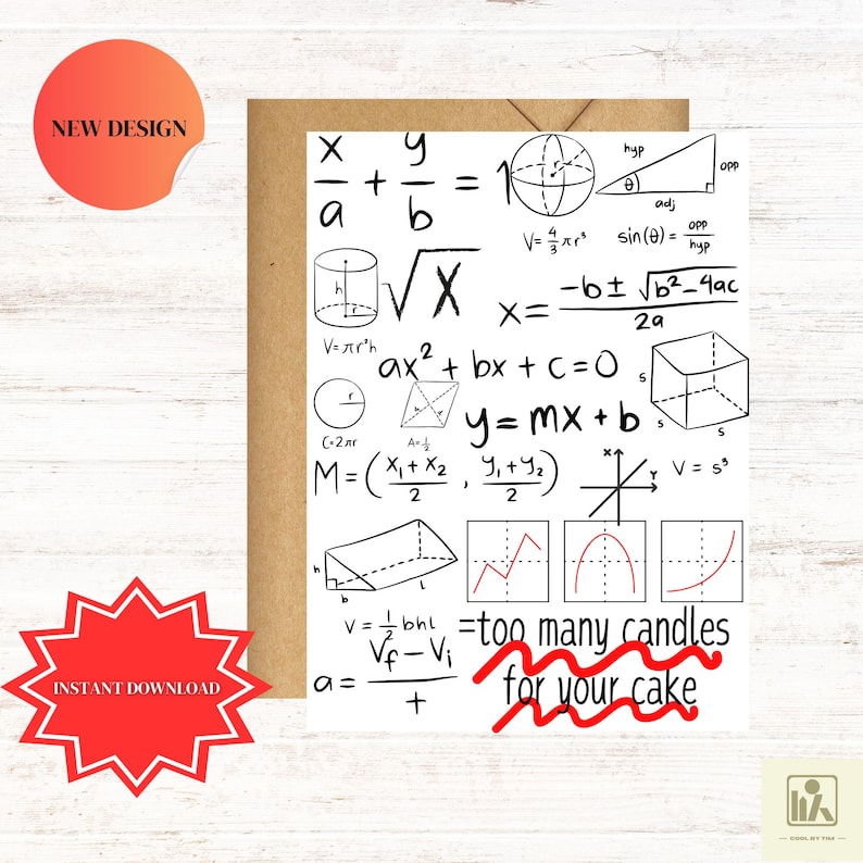 Funny Math Nerd Birthday Card, Geek Gift, Mathematical Humor, Unique ...