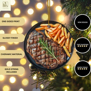 Steak Christmas Ornament, Meat Lover Gift, BBQ Steak, Grill, Gift for ...