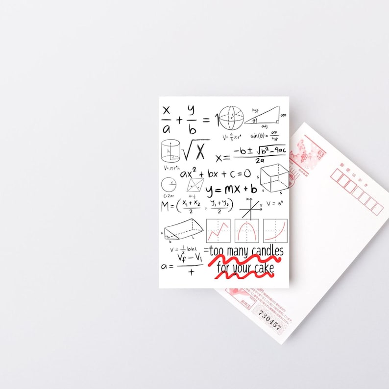 Funny Math Nerd Birthday Card, Geek Gift, Mathematical Humor, Unique ...