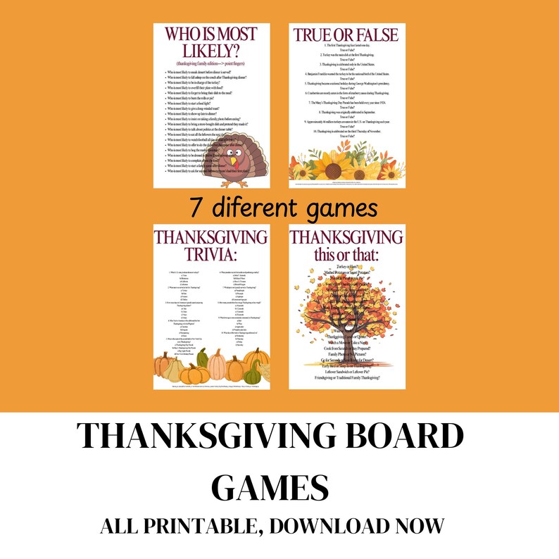 Thanksgiving Printable Games | Thanksgiving Games Bundle | Thanksgiving ...