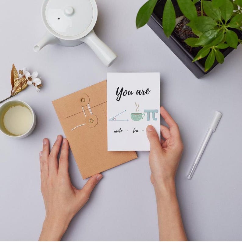 Funny Math Birthday Card, "you’re Acute-tea-pie," Printable PNG, Cute ...