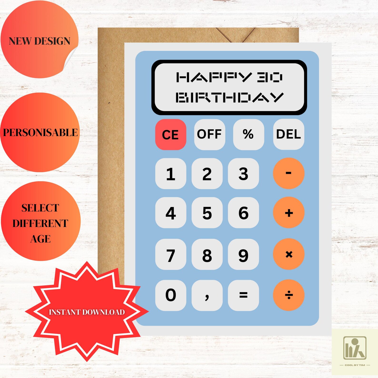 Calculator Inspired Birthday Card, Math Enthusiast Gift, Numerical ...
