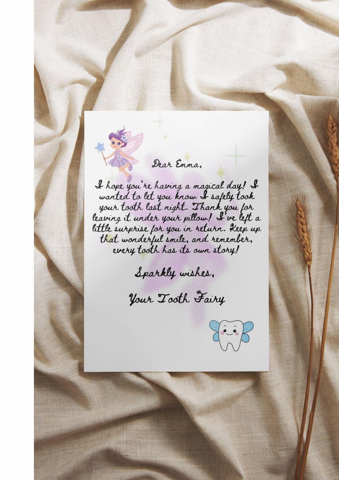 Personalized Tooth Fairy Letter for Kids | Custom Printable Keepsake ...