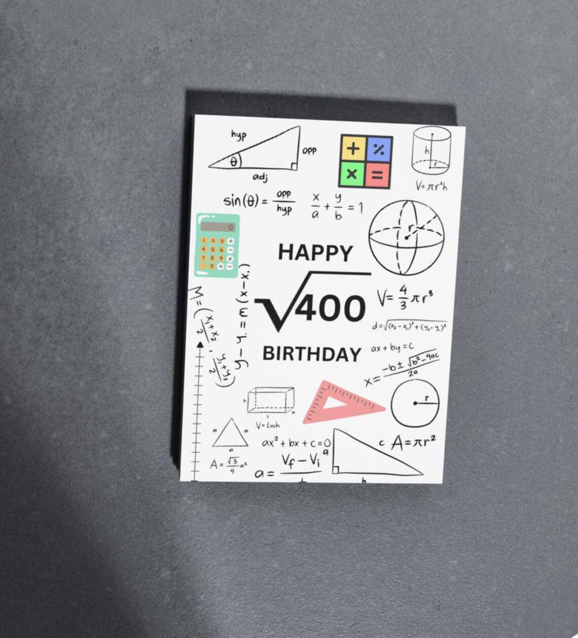 Choose Any Age Square Root Birthday Card for Him Her 7th 8th 10th 15th ...