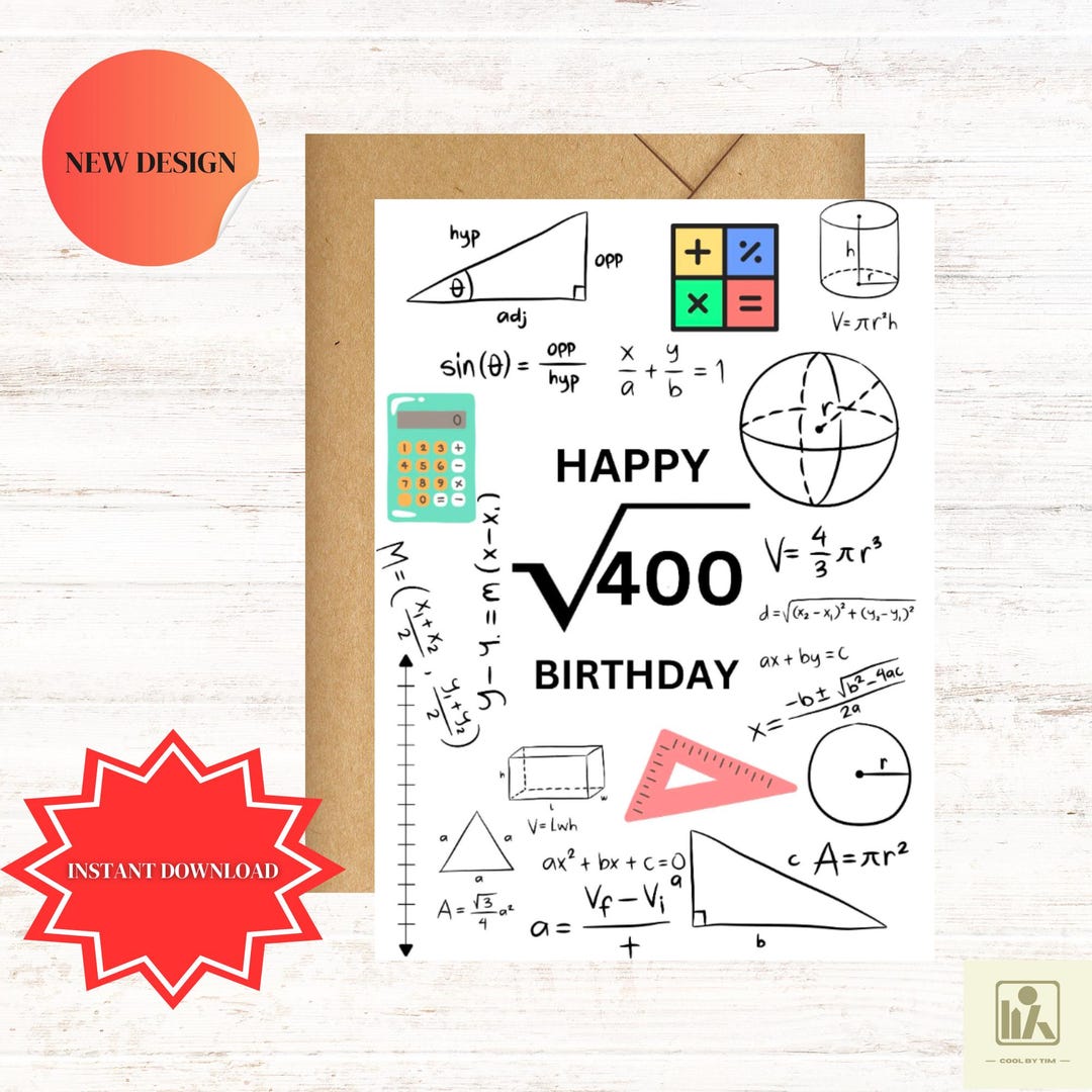 Choose Any Age - Square Root Birthday Card for Him Her 7th 8th 10th ...