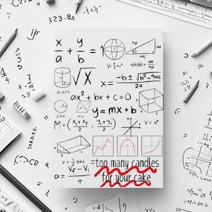 Funny Math Nerd Birthday Card, Geek Gift, Mathematical Humor, Unique ...