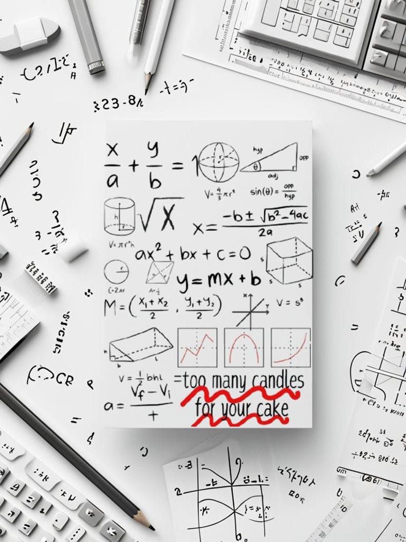 Funny Math Nerd Birthday Card, Geek Gift, Mathematical Humor, Unique ...