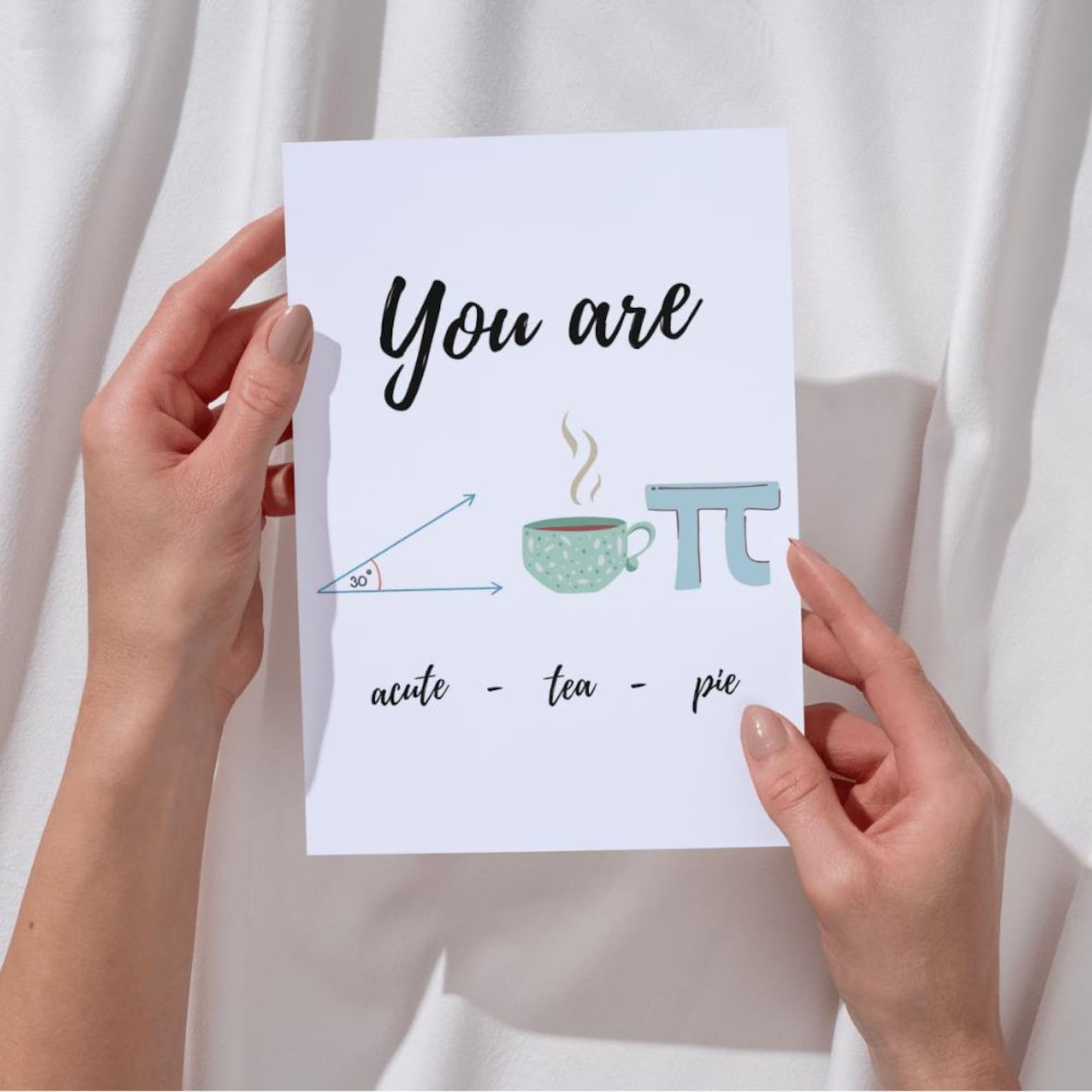 Funny Math Birthday Card, "you’re Acute-tea-pie," Printable PNG, Cute ...