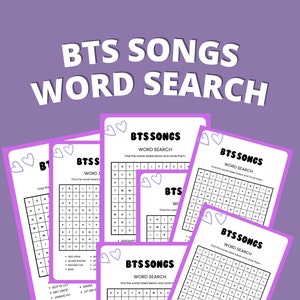BTS Songs Word Search, BTS Printable, KPOP Printable, Instant Download ...