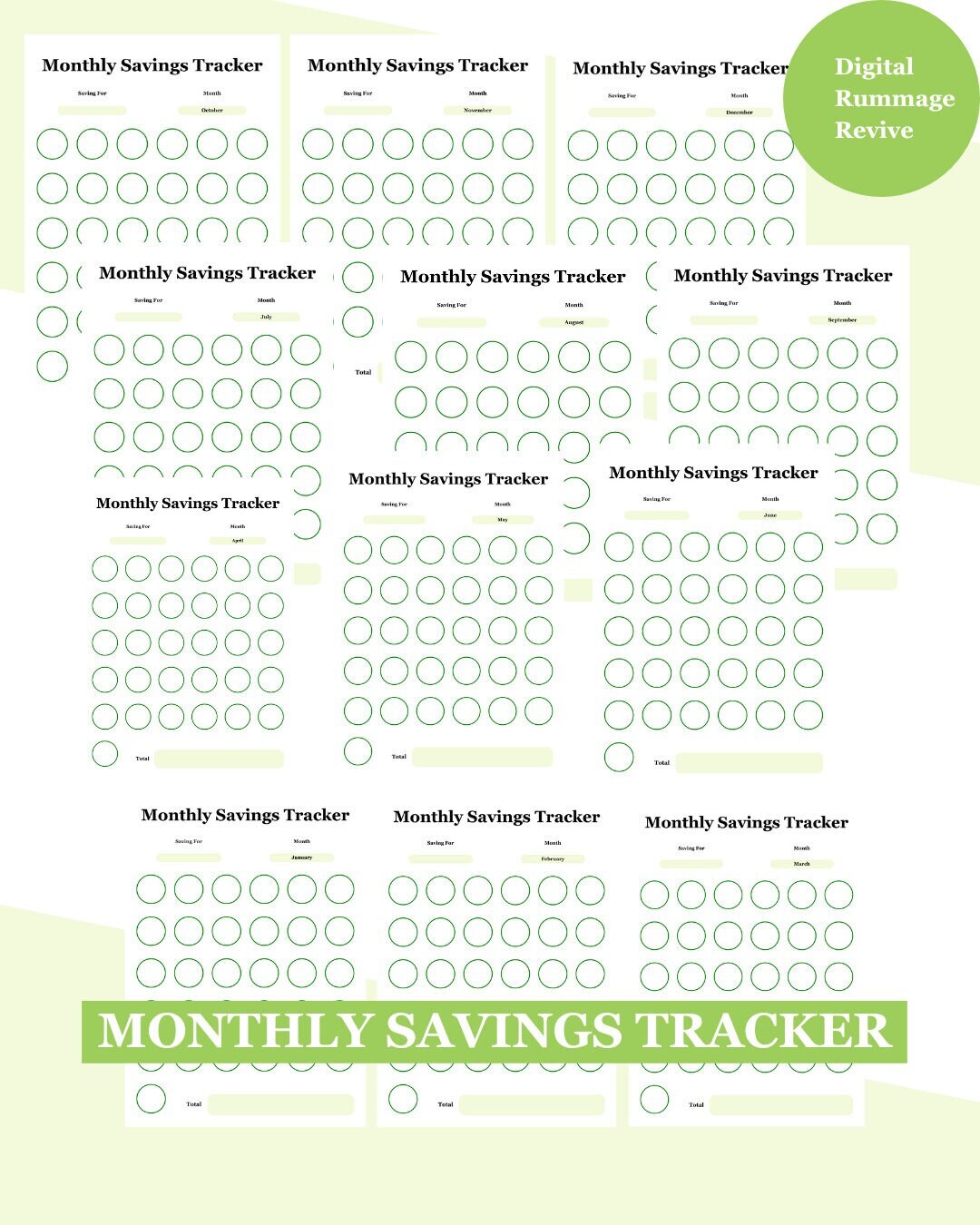 Monthly Savings Tracker, Monthly Savings Challenge, 12 Month Budget ...