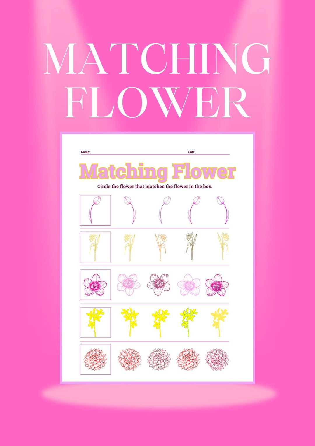 Matching Flower, Spring Flowers, Flower, Matching, Matching Printable ...