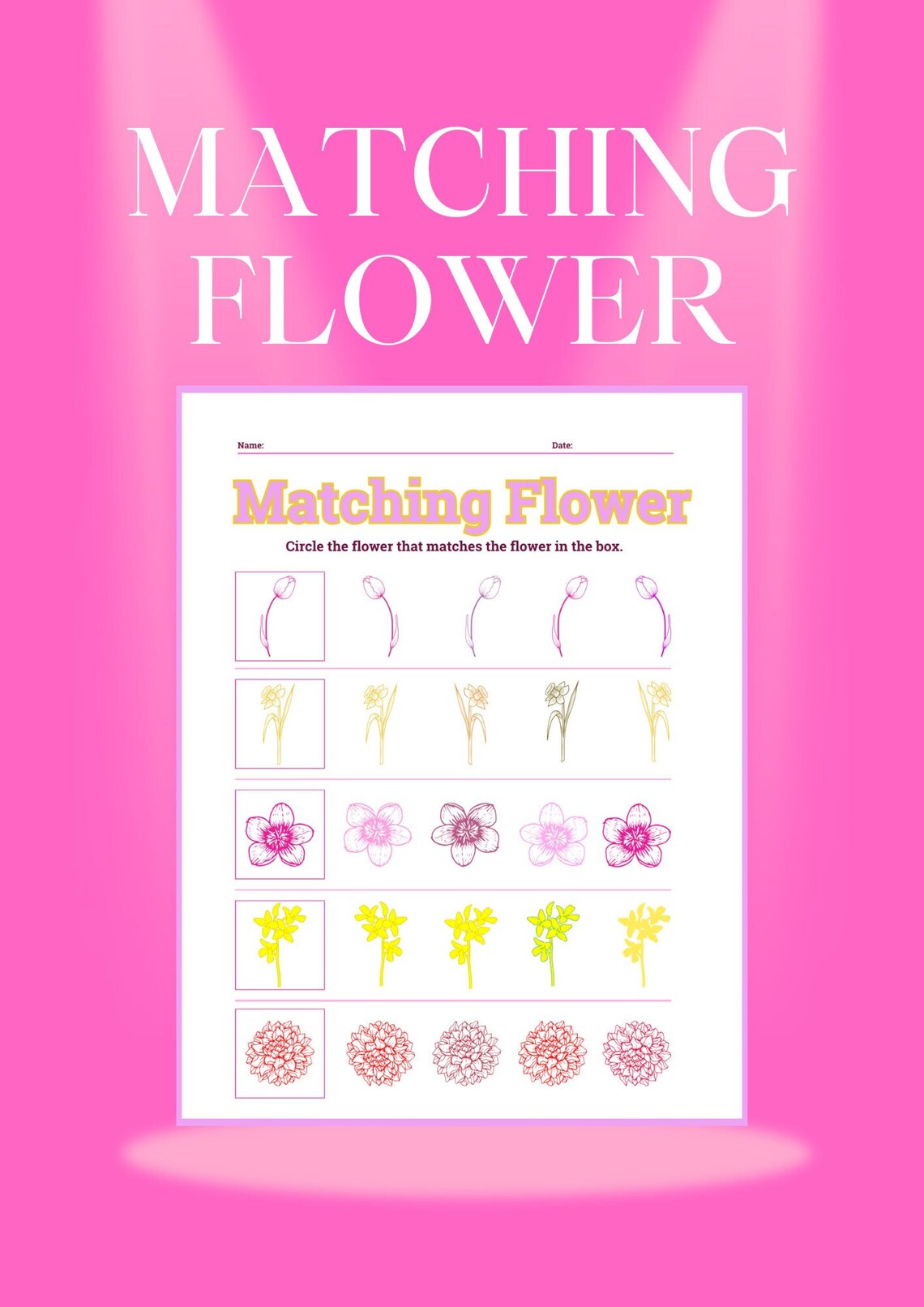 Matching Flower, Spring Flowers, Flower, Matching, Matching Printable ...