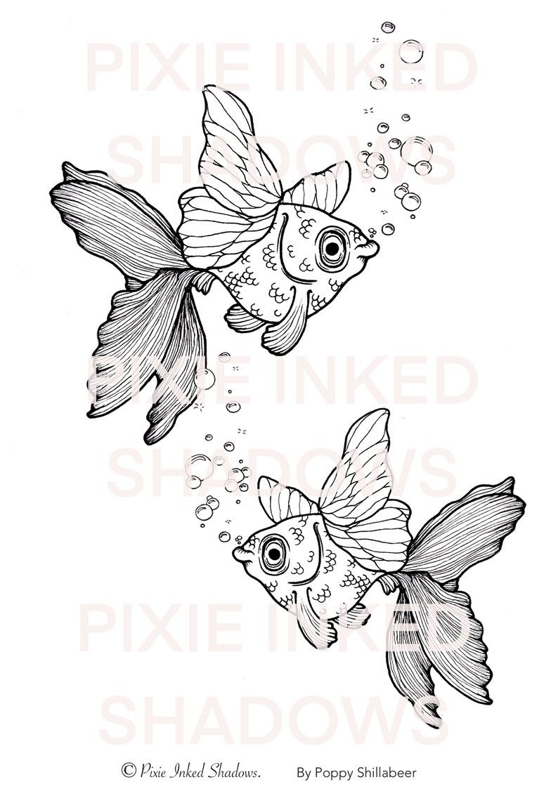 Whimsical 4-pack Winged Goldfish Stars and Underwater Colouring ...