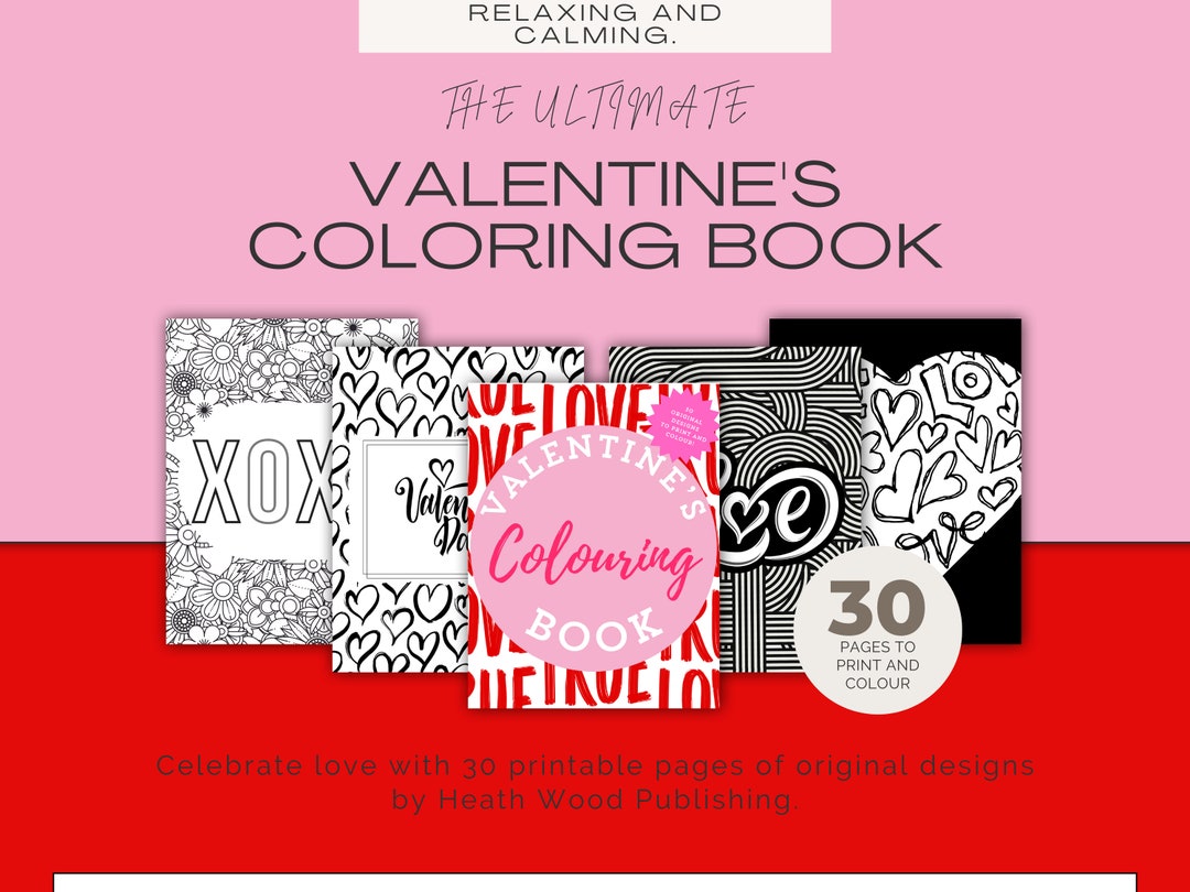 Valentine's Coloring Pages Adult Coloring Book 30 Digital Coloring ...