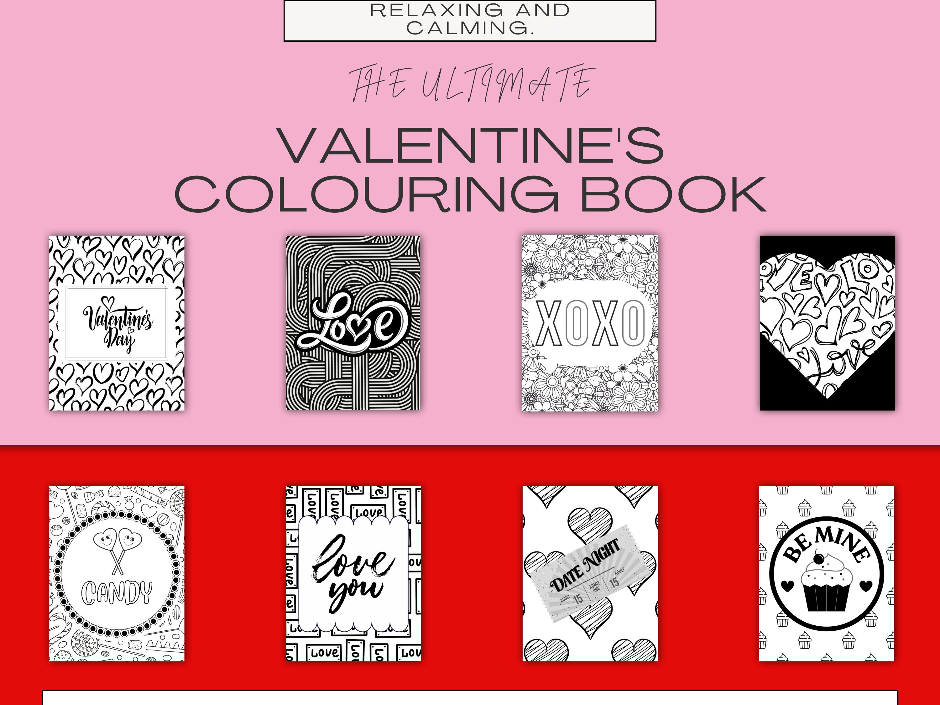 Valentine's Coloring Pages Adult Coloring Book 30 Digital Coloring ...