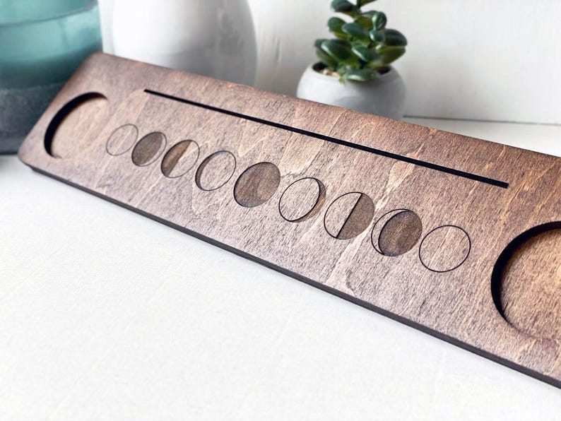 Moon Phase Tarot Card Stand With Candle Holders, Wooden Altar Card ...