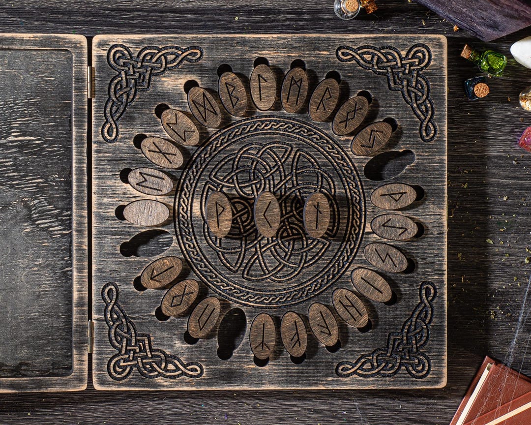 Futhark Runes Set: Norse Divination Tools With Wooden Box - Etsy