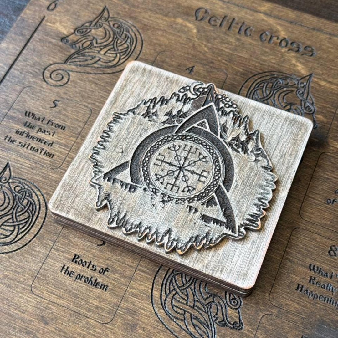 Miniature Norse Runes Set With Celtic Cross Board: Birch Plywood ...
