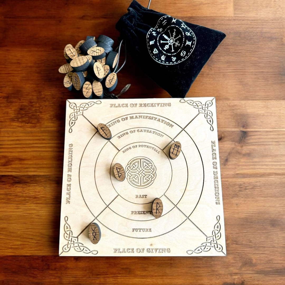 Runes Field, Wooden Mat for Runes Divination, Scrying, Witch Altar ...