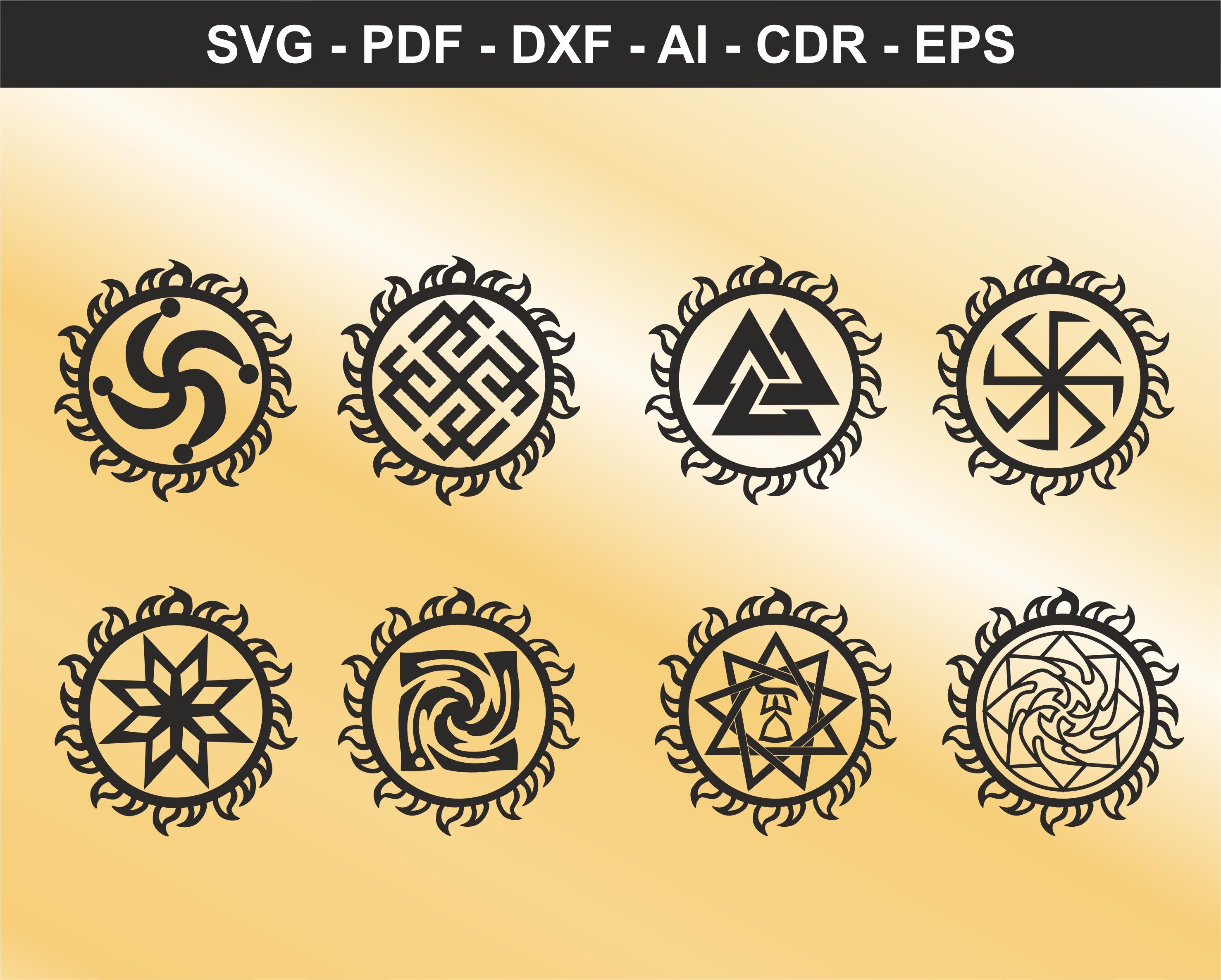 8 Slavic Symbols Vector Files, Bundle Patterns, Traditional Pagan ...