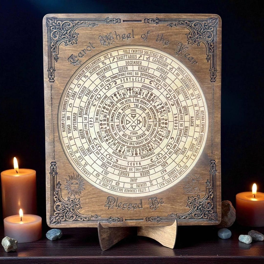 Tarot Wheel of the Year Calendar – Wiccan Zodiac Wall Art, Pagan Sabbat ...