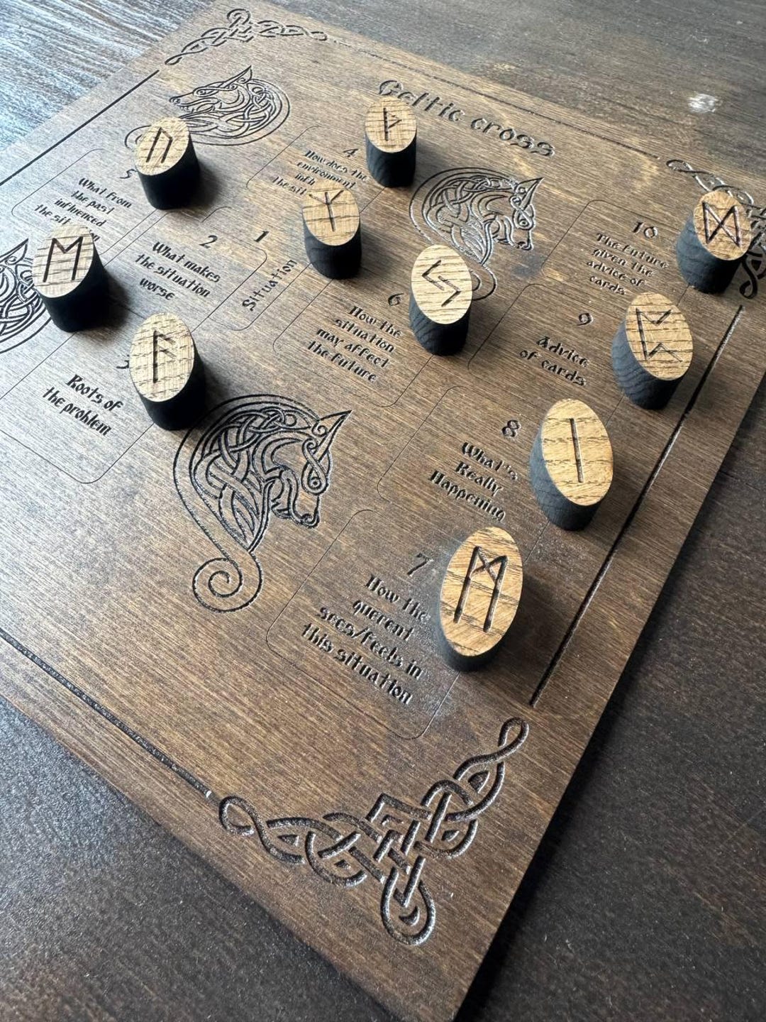 Celtic Cross Runes Layout Board: Witchcraft Divination Tool - Etsy