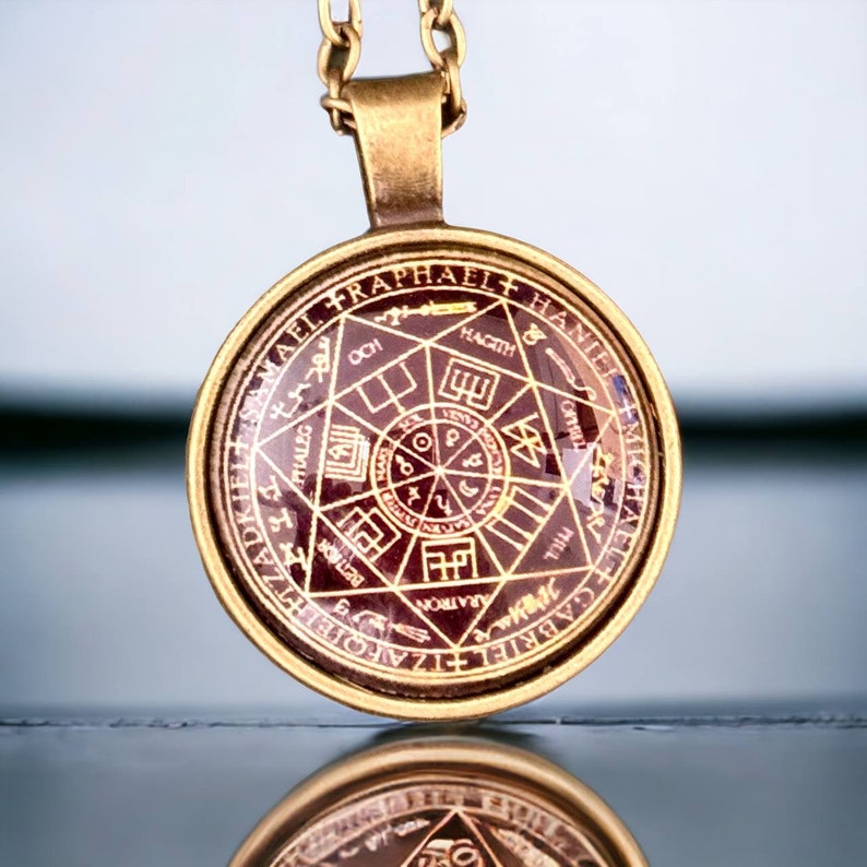 Seal of the 7 Archangels Amulet, Round Pendant Necklace With Chain ...