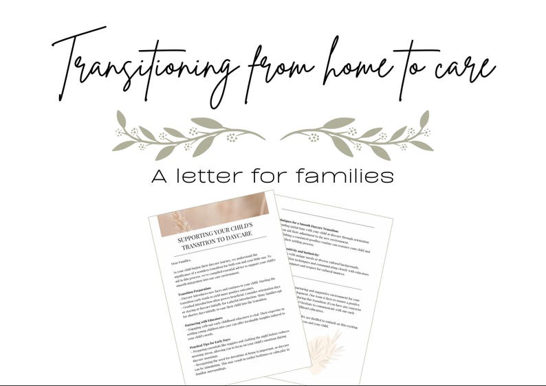 Letter for Families - Transitioning From Home to the Care Environment ...