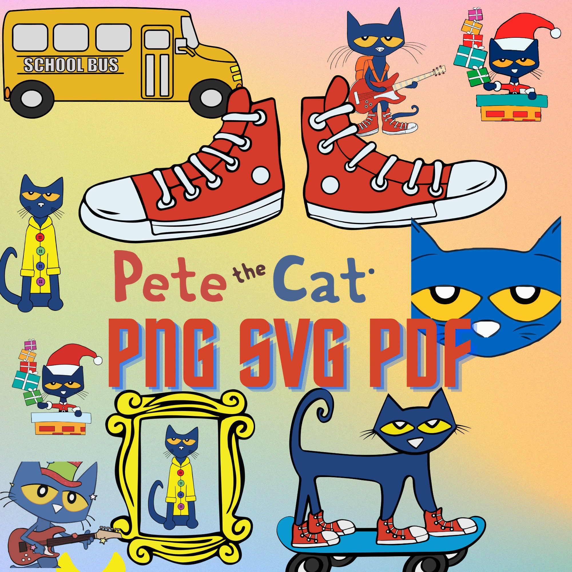 Pete the Cat Svg , Pete the Cat Cricut Vector Bundle , Pete the Cat ...