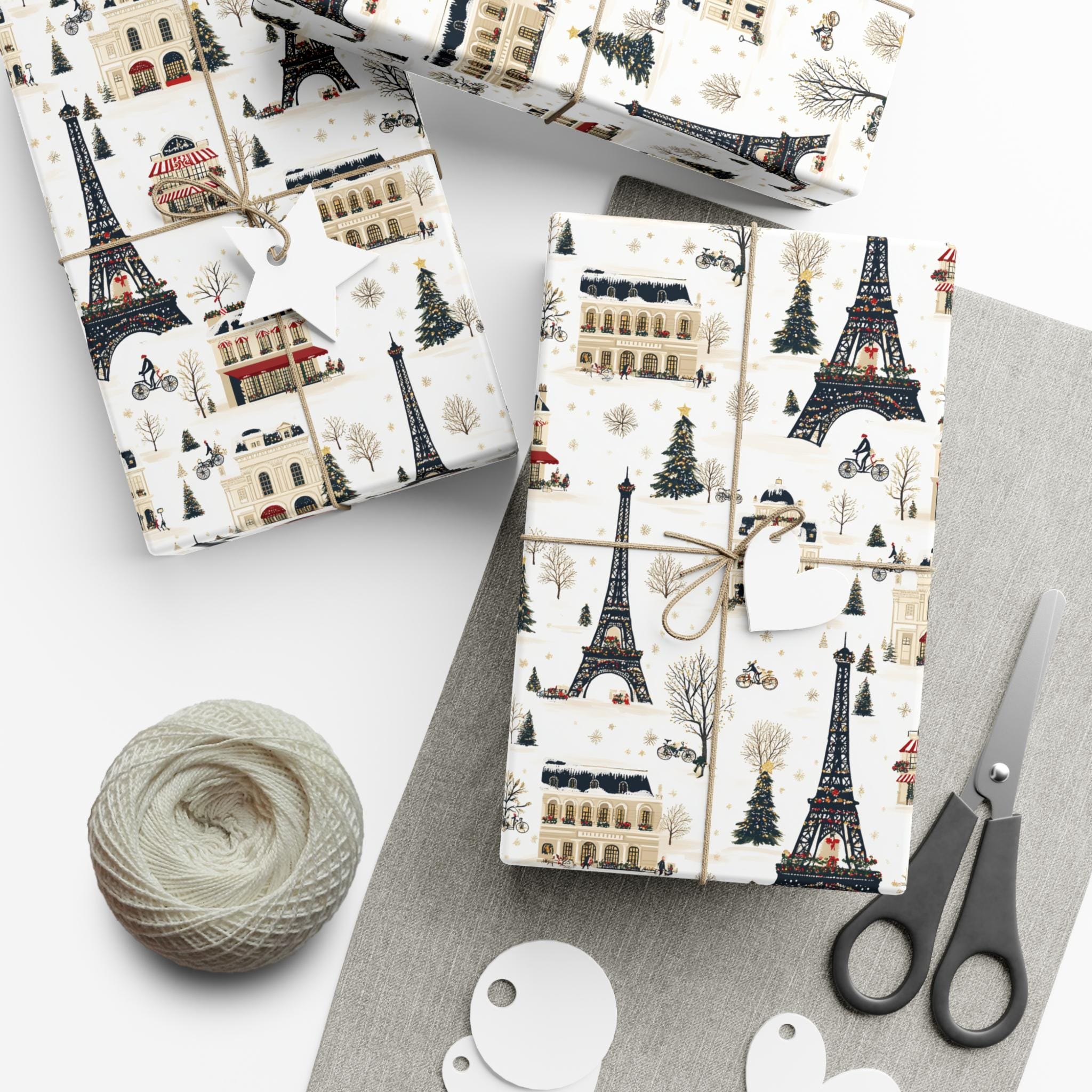 Christmas in Paris Gift Wrap Papers, Eiffel Tower Holiday Wrapping ...