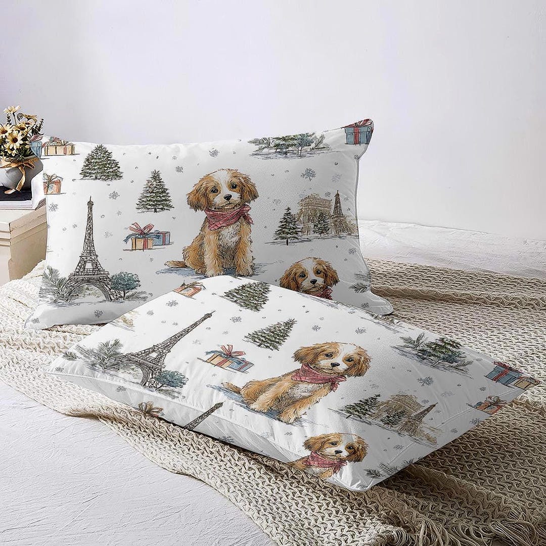 Cocker Spaniel Christmas in Paris Duvet Cover 3-piece Set – Cute Dog ...