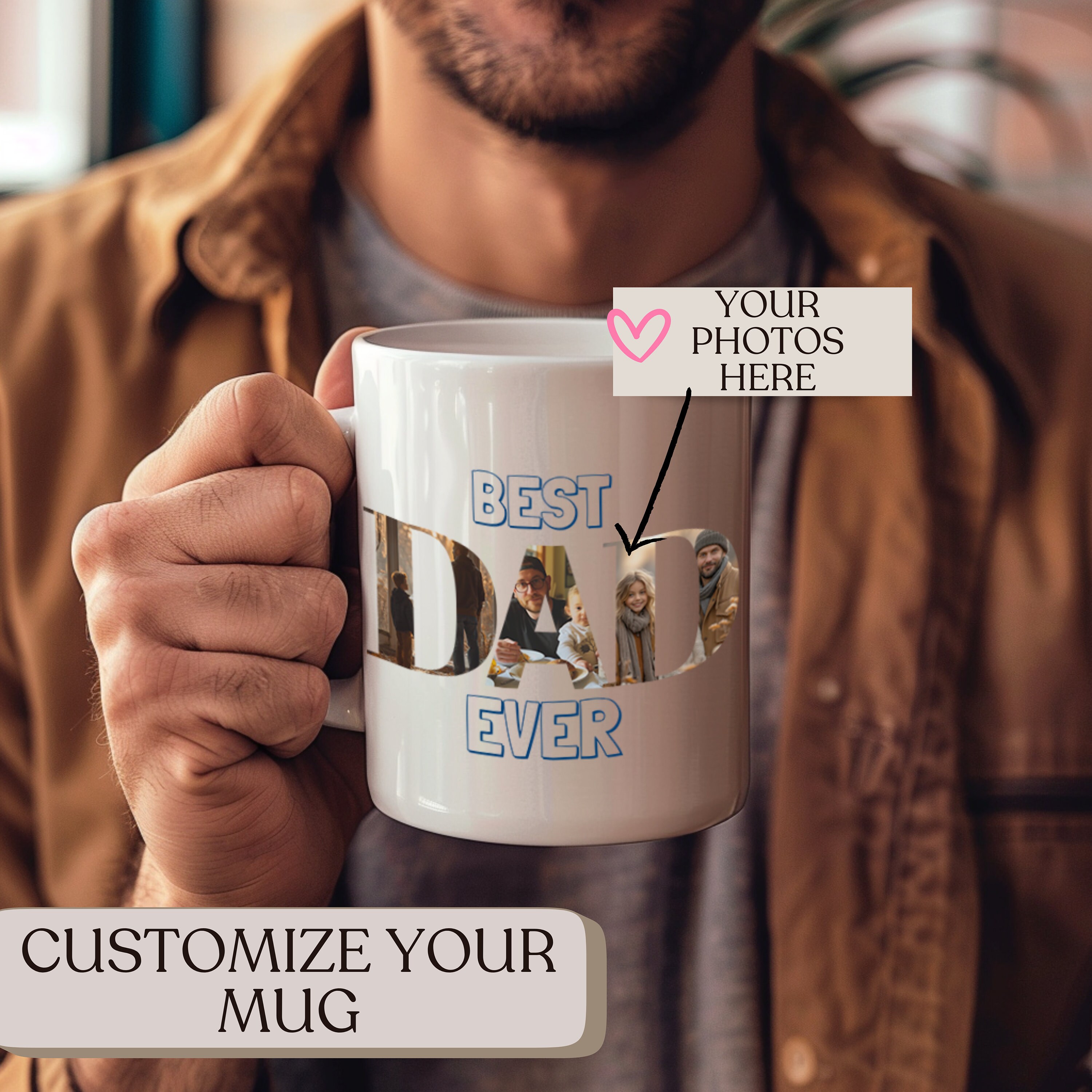 Happy Father's Day Mug, Custom Picture Gift, Custom Coffee Mug, Mug ...